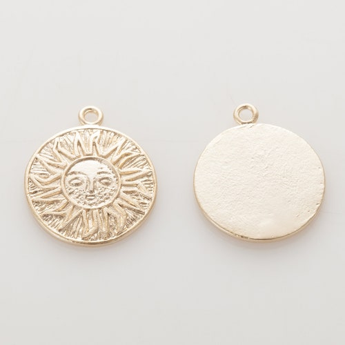 French Coin 29x35m Shiny Gold Pendant Gold Coin Charm - Etsy