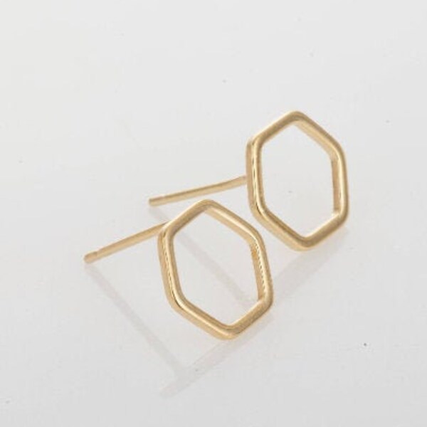 Hexagon Stud Earrings - Etsy