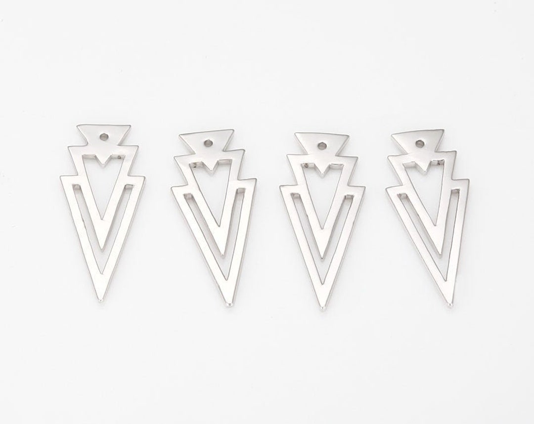 2PCS Thunder Triangle Ear Jacket Earrings, Jewelry Supplies Polished ...