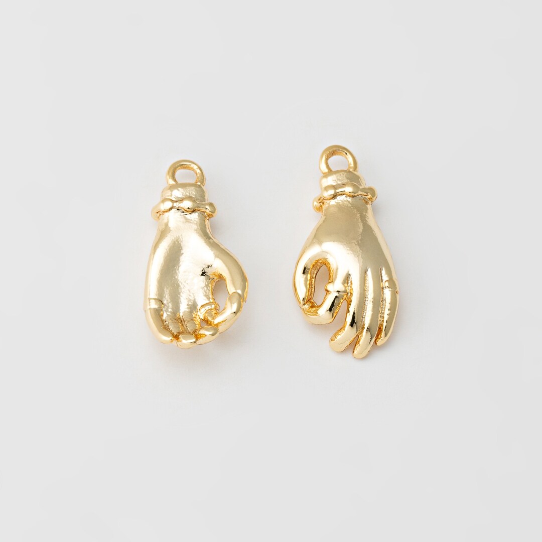 4PCS - Mano Cornuto OKAY Sign Hand Gesture Charm, Gold OK Finger ...
