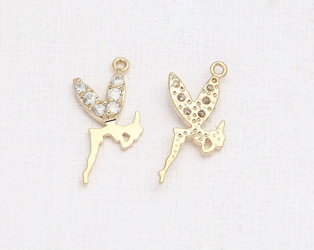 2PCS Cubic Tinkerbell Pendant Polished Gold-plated tt0022-pg - Etsy ...