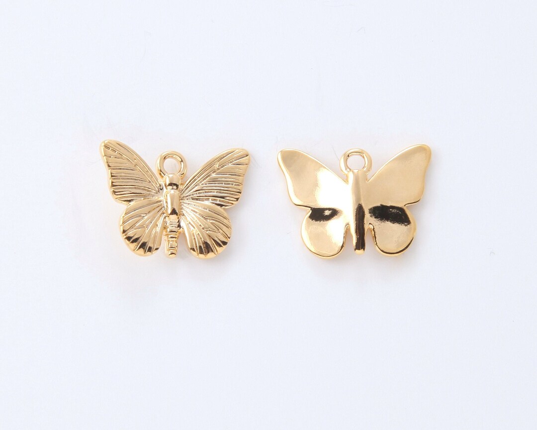 4PCS Butterfly Charm, Butterfly Gold Pendants, Butterfly Pendant Real ...