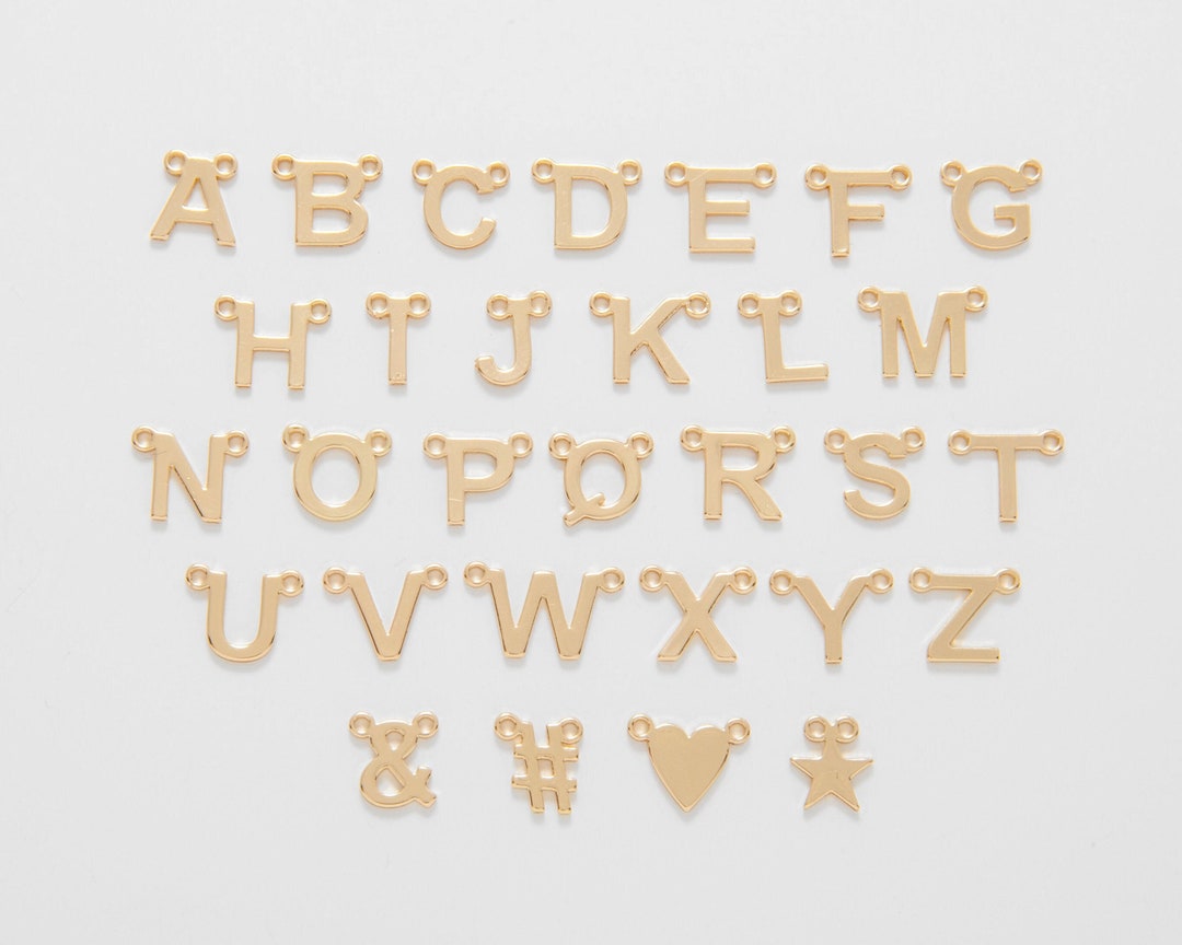 4PCS Initial Connector A to Z Alphabet, Initial, Letter, Brass Pendant ...