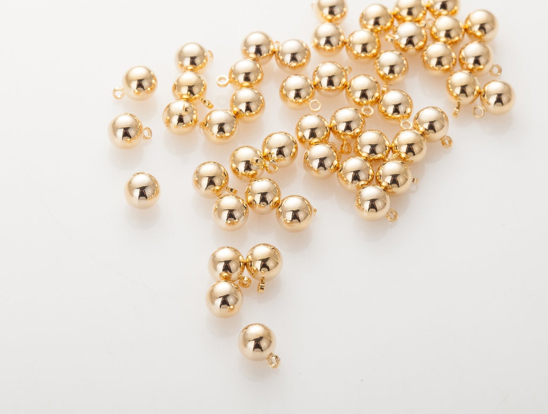 4PCS 6mm Gold Ball Charms, Ball Pendant, Mini Round Ball Charms, Ball ...