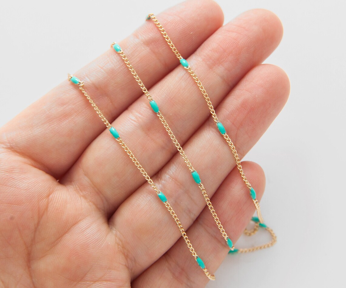 50 Cm turquoise Epoxy Chain Curve Chain 1.83mm Chain - Etsy