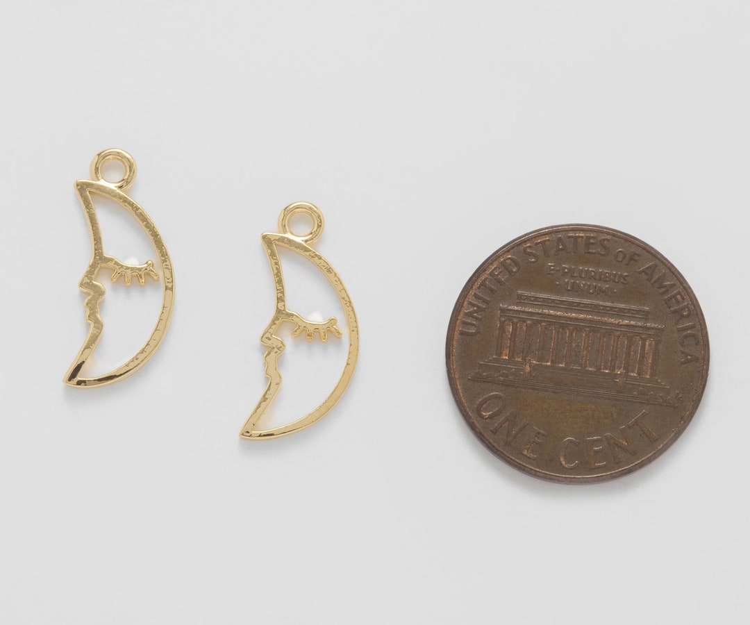 2PCS Gold Moon Cutting Charm, Cutting Moon, Sleepy Moon Pendants,gold ...