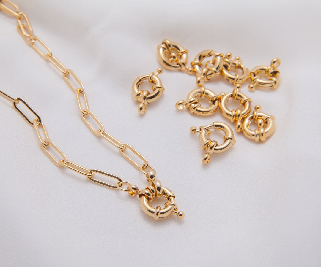 1PC 15mm Nautical Clasp, Gold Clasp, Gold Charm Polished Gold Plated ...