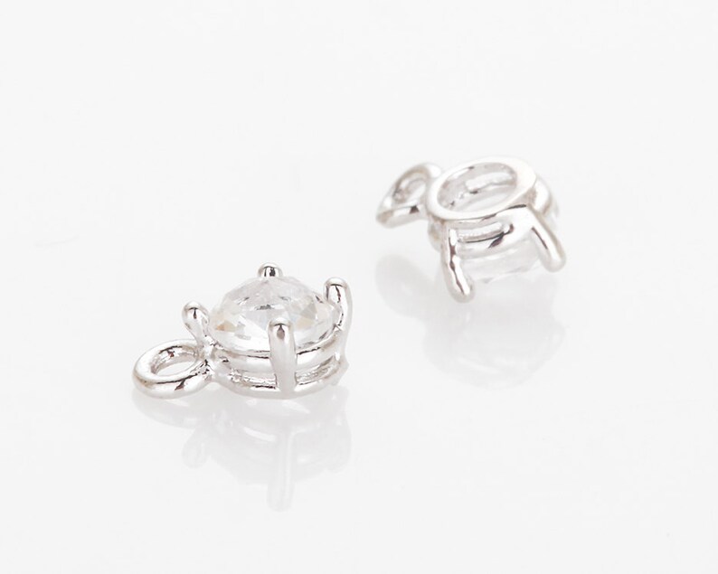 Crystal Tiny Round Glass Pendant Polished Rhodium-Plated 2 | Etsy