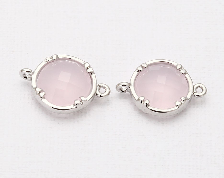 Ice Pink Round Glass Connector medium Polished - Etsy