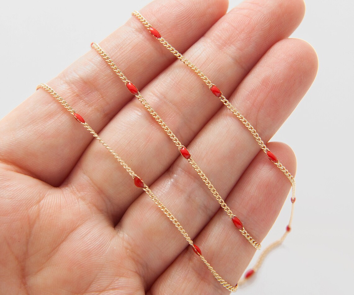 50cm Red Enamel Chain Curve Chain 1.83mm Chain Jewelry - Etsy