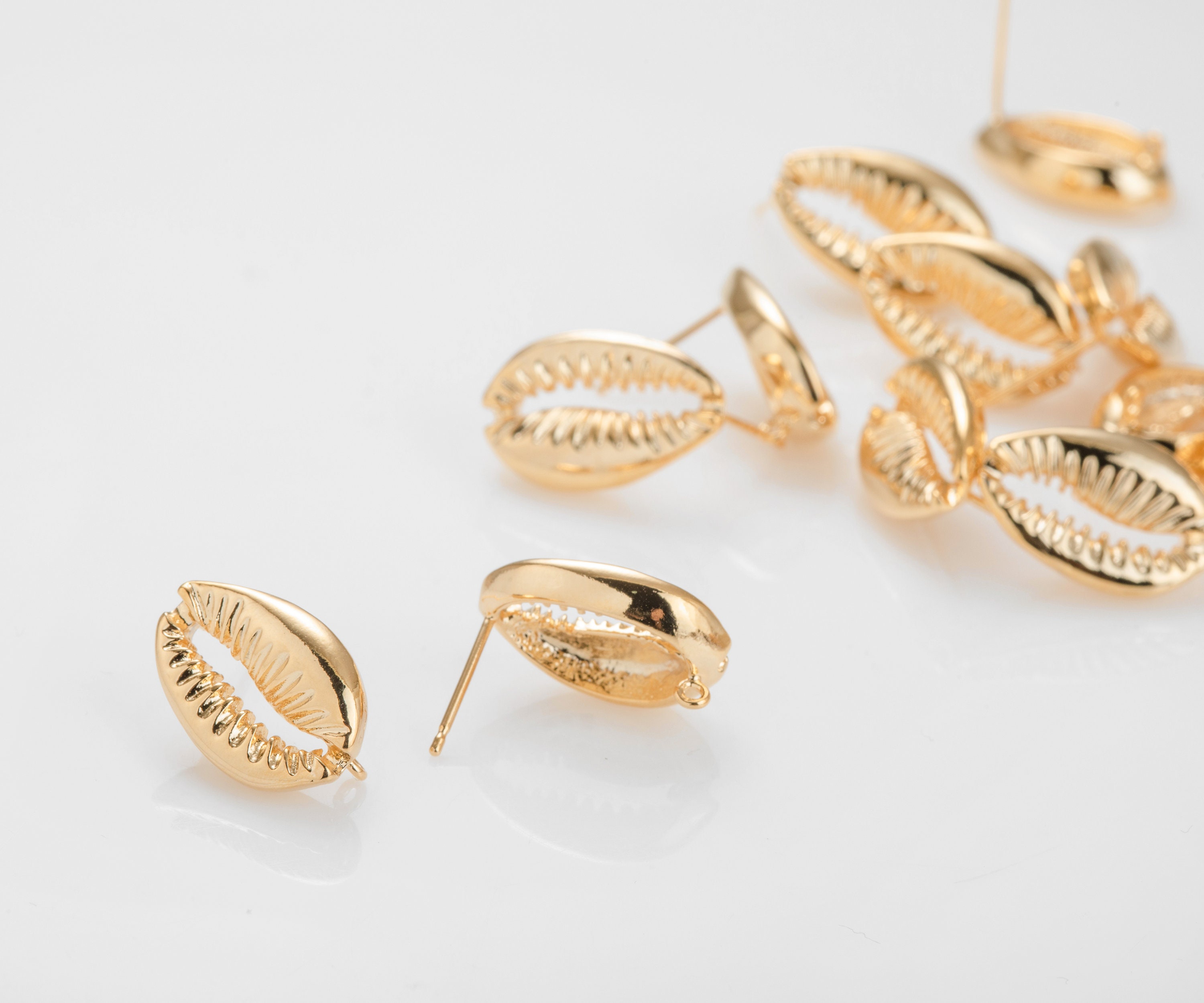 2PCS Cowrie Shell Post Earring Shell Earrings Making Craft - Etsy