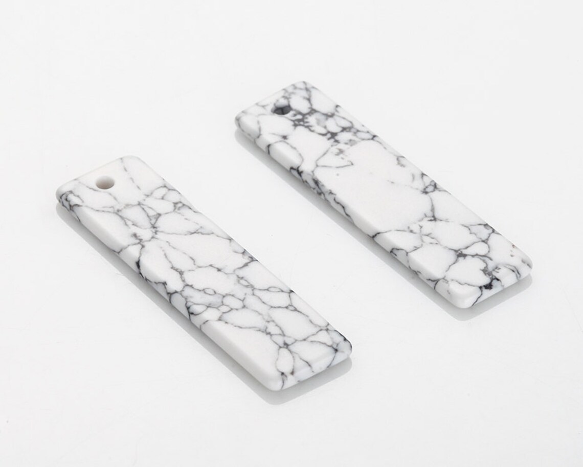 2PCS White Marble Rectangular Disc 8x30mm Marble - Etsy