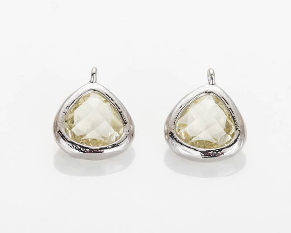 2PCS Lemon Tear Drop Pendant 8mmx10mm Polished Rhodium - Etsy