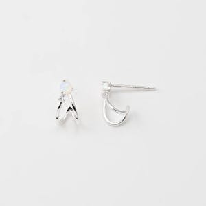 2PCS Mini White Opal Stud Earrings, Tiny Opal Posts, Minimalist Jewelry ...