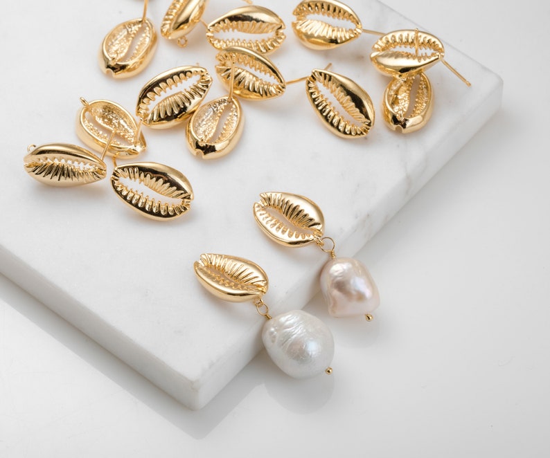 2PCS Cowrie Shell Post Earring Shell Earrings Making Craft - Etsy