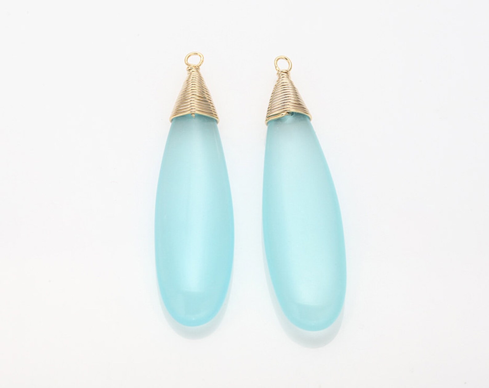 1PC OceanBlue PendantLong Polished Gold Plated | Etsy