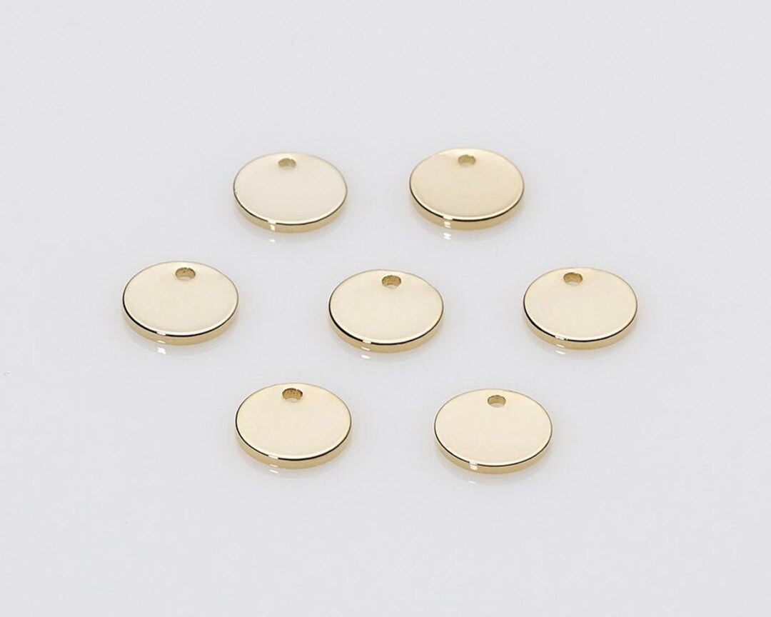 10PCS 8mm Round Stamping Coin, Stamping Pendant, Pendant Charm 14K ...