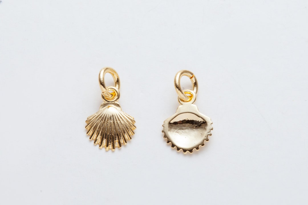 2PCS Sea Shell Gold Charm Gold Shell Charm Tiny Shell - Etsy