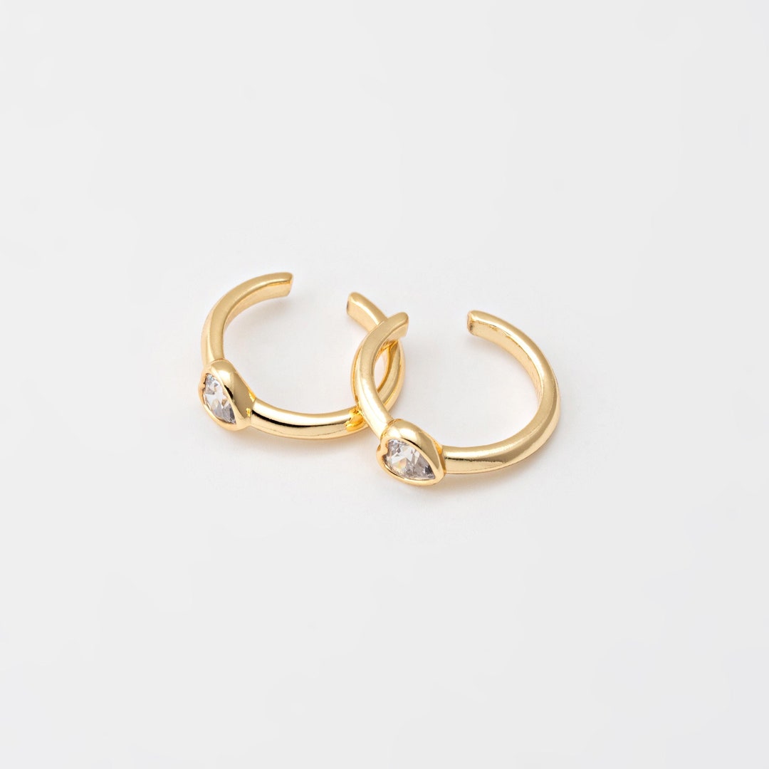 2PCS - CZ Ear Cuffs, Dainty Ear Cuffs, Heart CZ Ear Cuffs, Dainty Ear ...