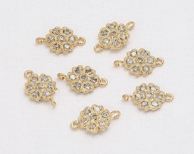 Flower Cubic Connector Polished Gold-plated 2 Pieces C0149-PG - Etsy