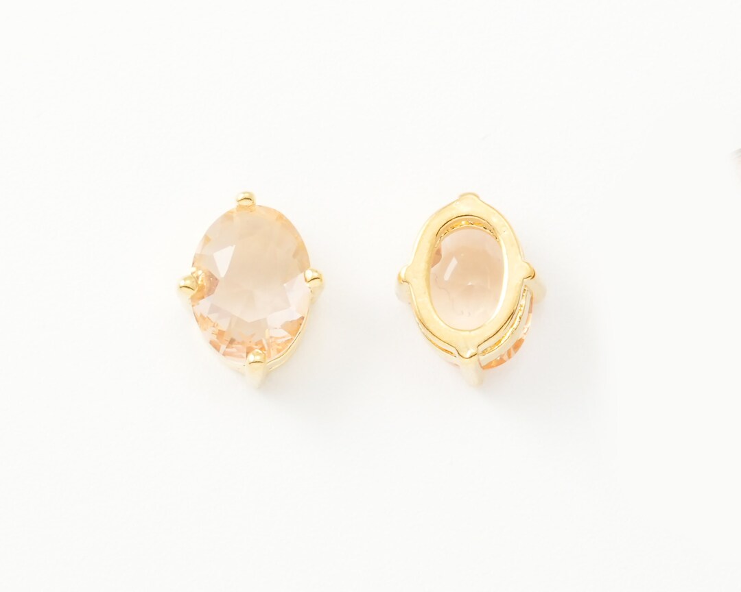 2PCS Peach Oval Glass Pendant, Oval Charms, Oval Glass Connector ...