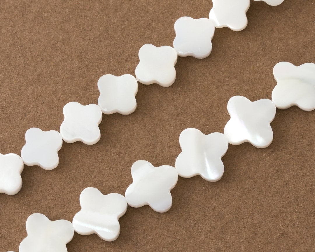 1strand 8,10mm Mother of Clover Beads, Natural MOP Clover Beads, White ...