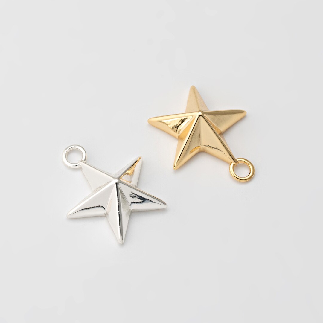 2PCS - 15mm Star Dangle Charm, Star Shape Pendants, Dainty Jewelry ...