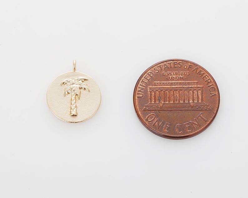 2PCS Palm tree Coin pendant Matte Gold-Plated | Etsy