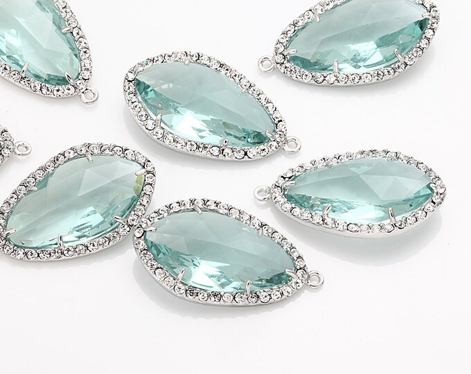 Erinite Glass Pendant, Crystal Czech Stone. Polished Rhodium plated 2 ...