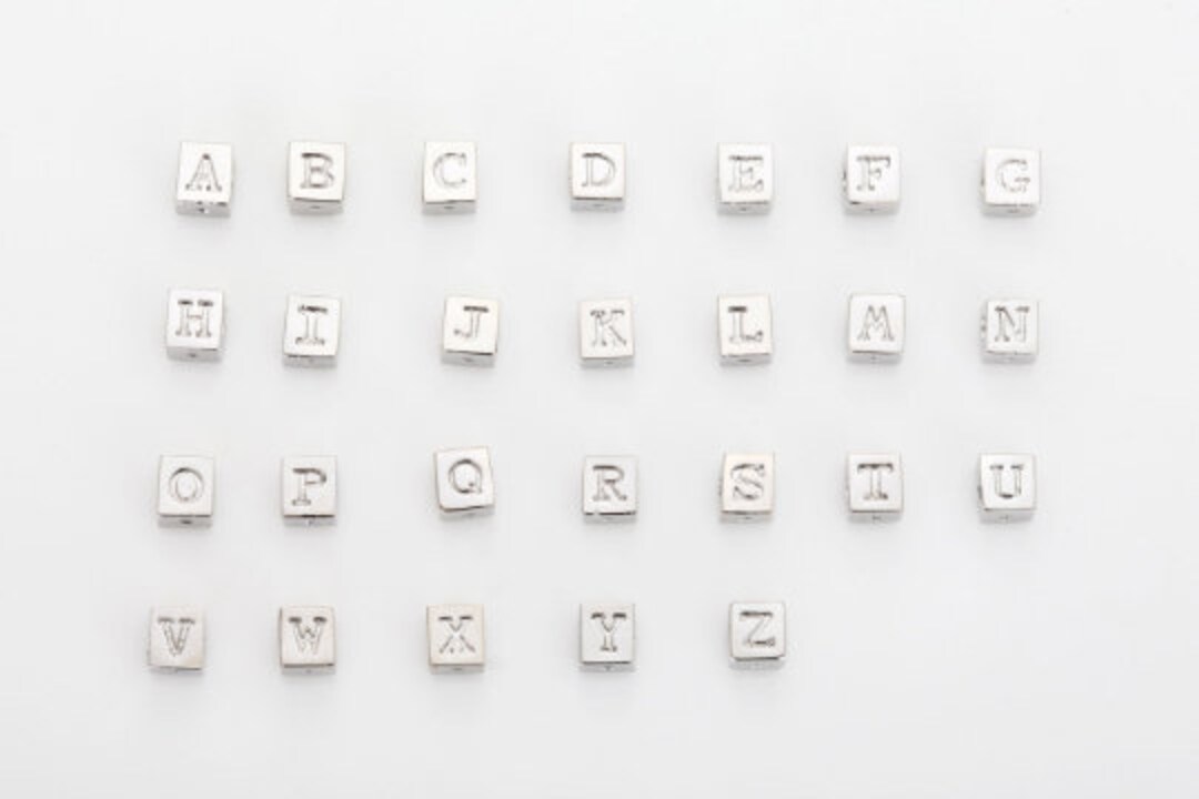 1PC A to Z Alphabet Cube,cubic Initial, Letter, Brass Beads Polished ...