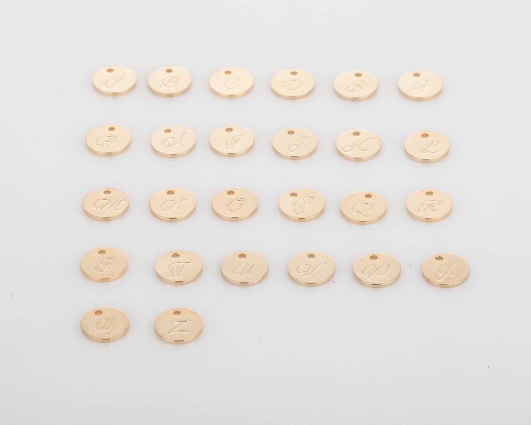 2PCS Alphabet Cursive Coin Initial, Letter, Brass Pendant, Making ...