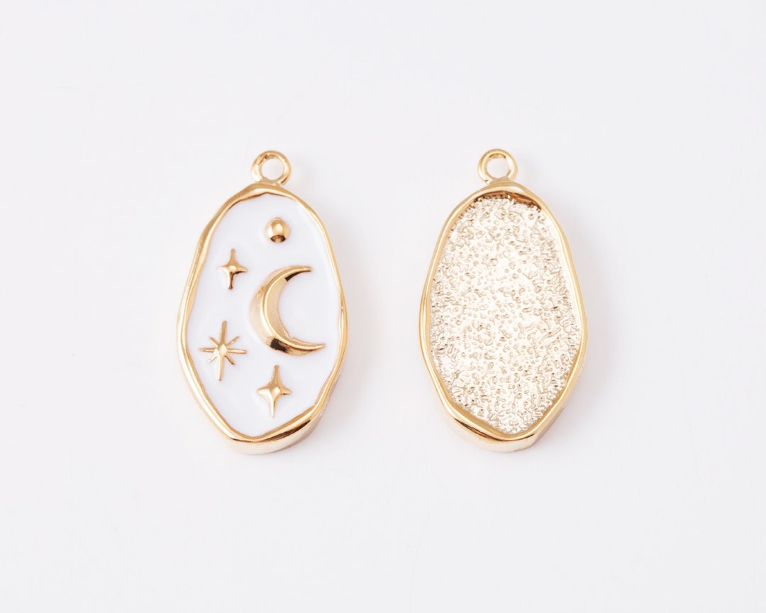 4PCS Night Sky Charm, Star Pendant, Moon Charm, Enamel Charm, Epoxy ...