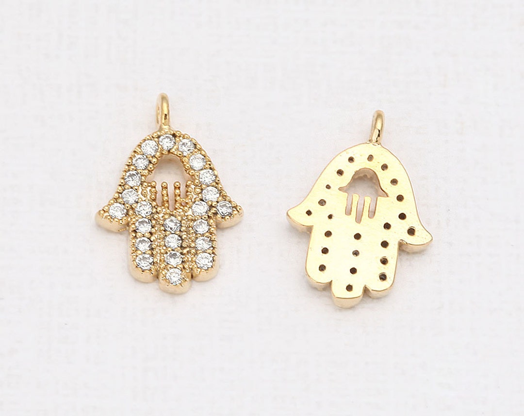 4PCS Hamsa Cubic Pendant, Hamsa Chrams, Cubic Hand Charm, 14K Gold ...