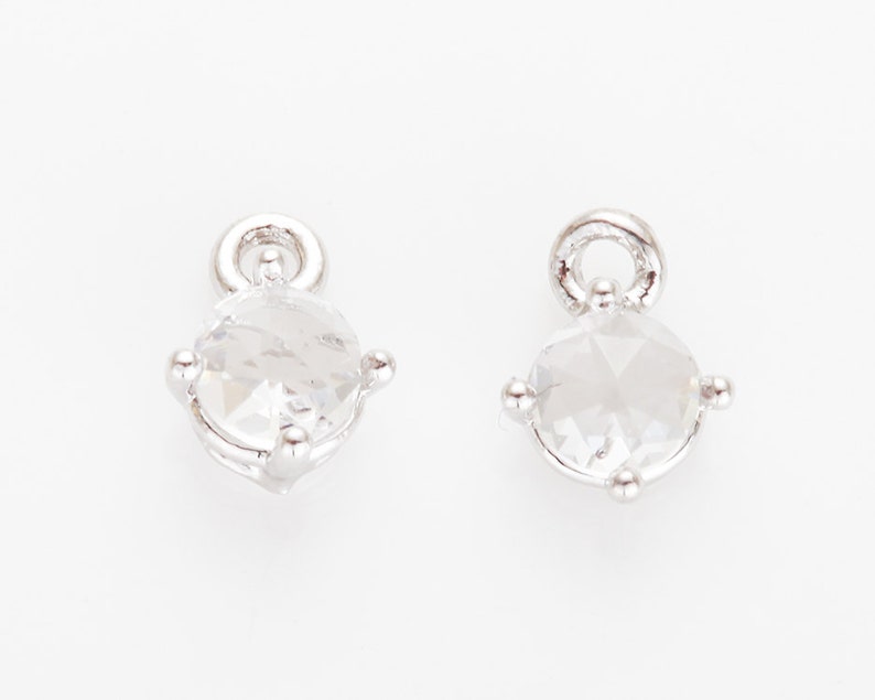 Crystal Tiny Round Glass Pendant Polished Rhodium-Plated 2 | Etsy