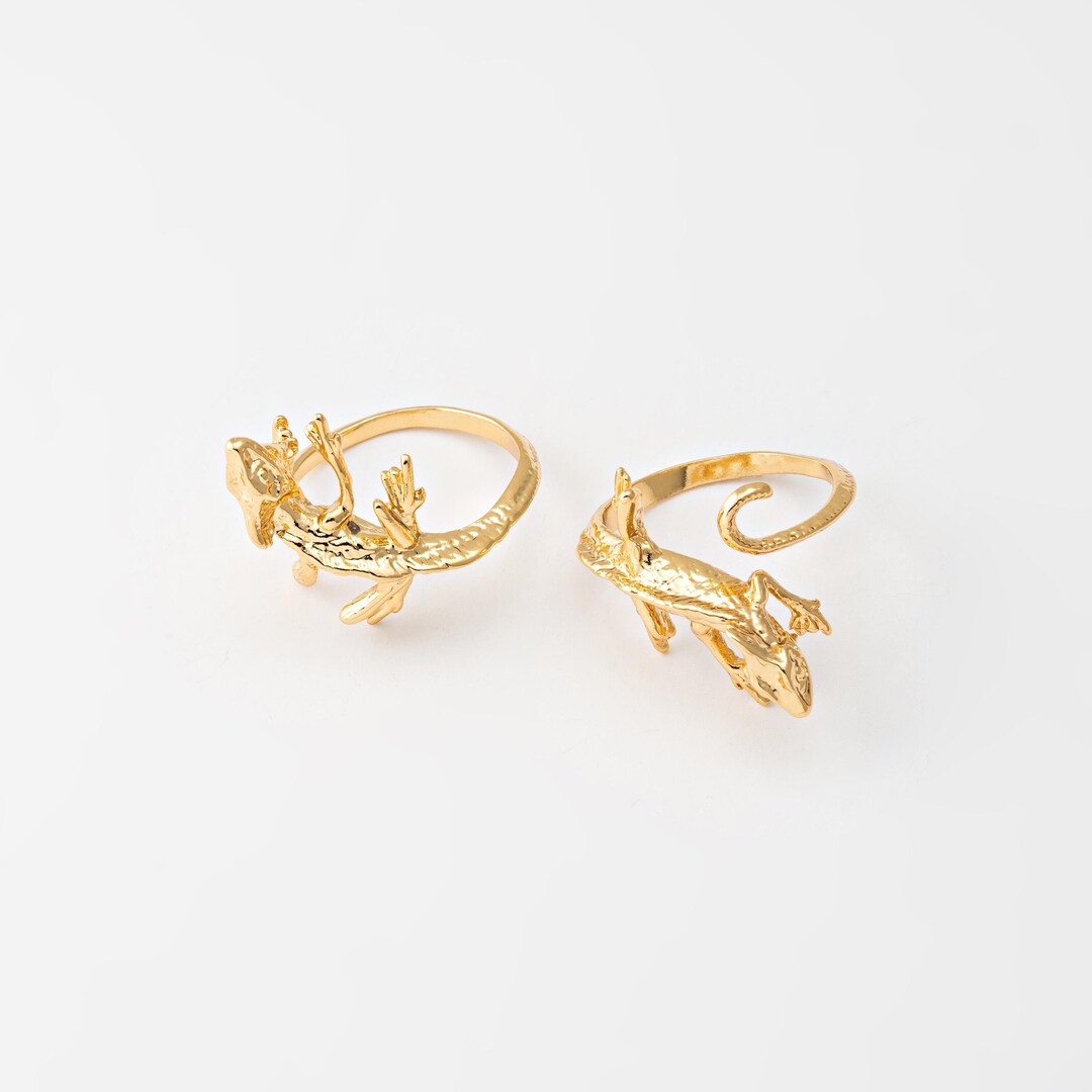 1PC - Lizard Open Ring, Thick Lizard Animal Ring Size Adjustable Band ...