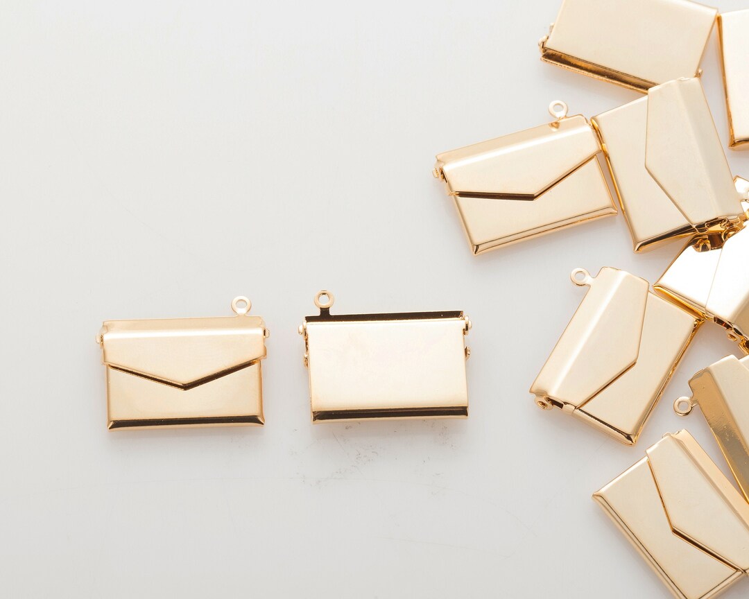 1PC Envelope Letter Locket Charm, Letter Locket Necklace, 14K Polished ...