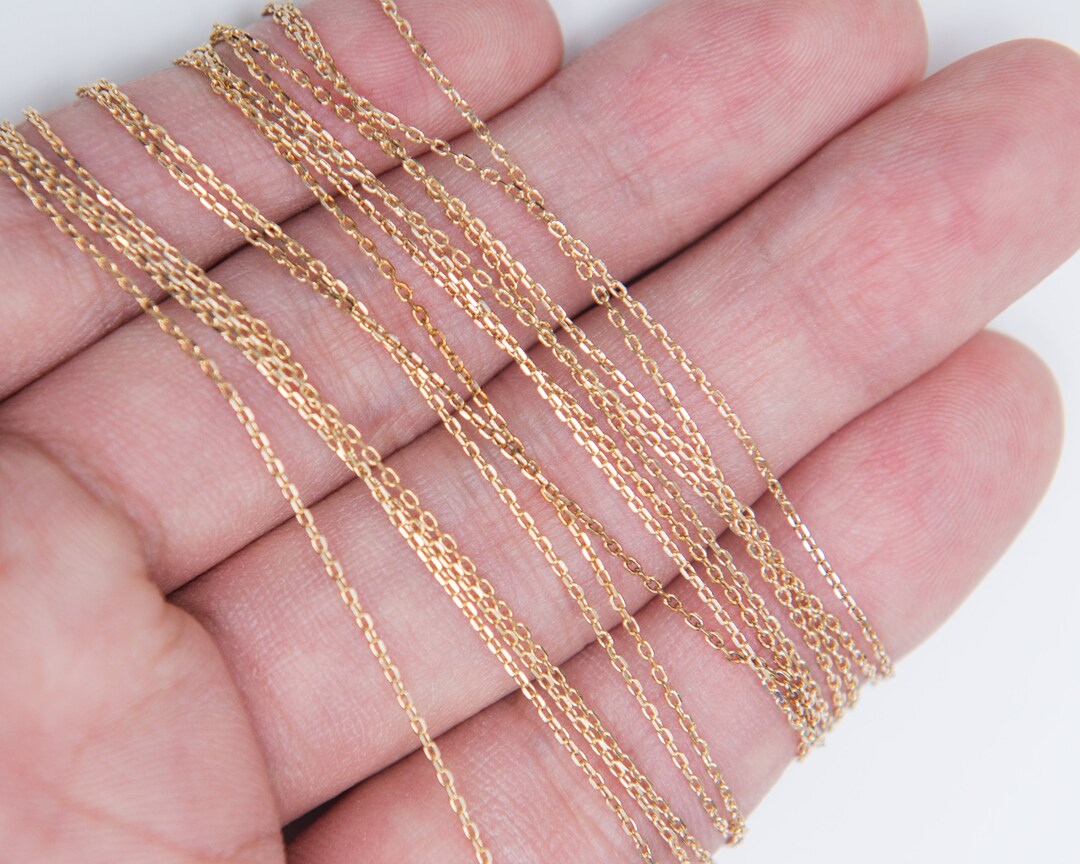 1 Meter 225, 230, 235 Chain-tiny Gold Soldered Chain, 4-side Diamond ...