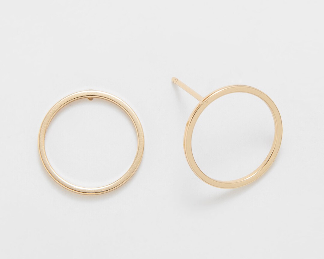 10 PCS 15mm Round Stud Earrings, Geometric Jewelry Supplies, 925 ...