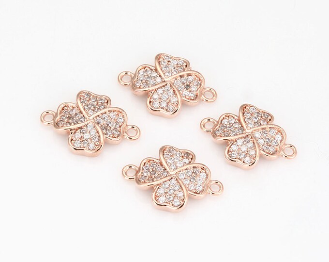 Clover Cubic Connector Polished Rose Gold-plated 1 Pieces - Etsy