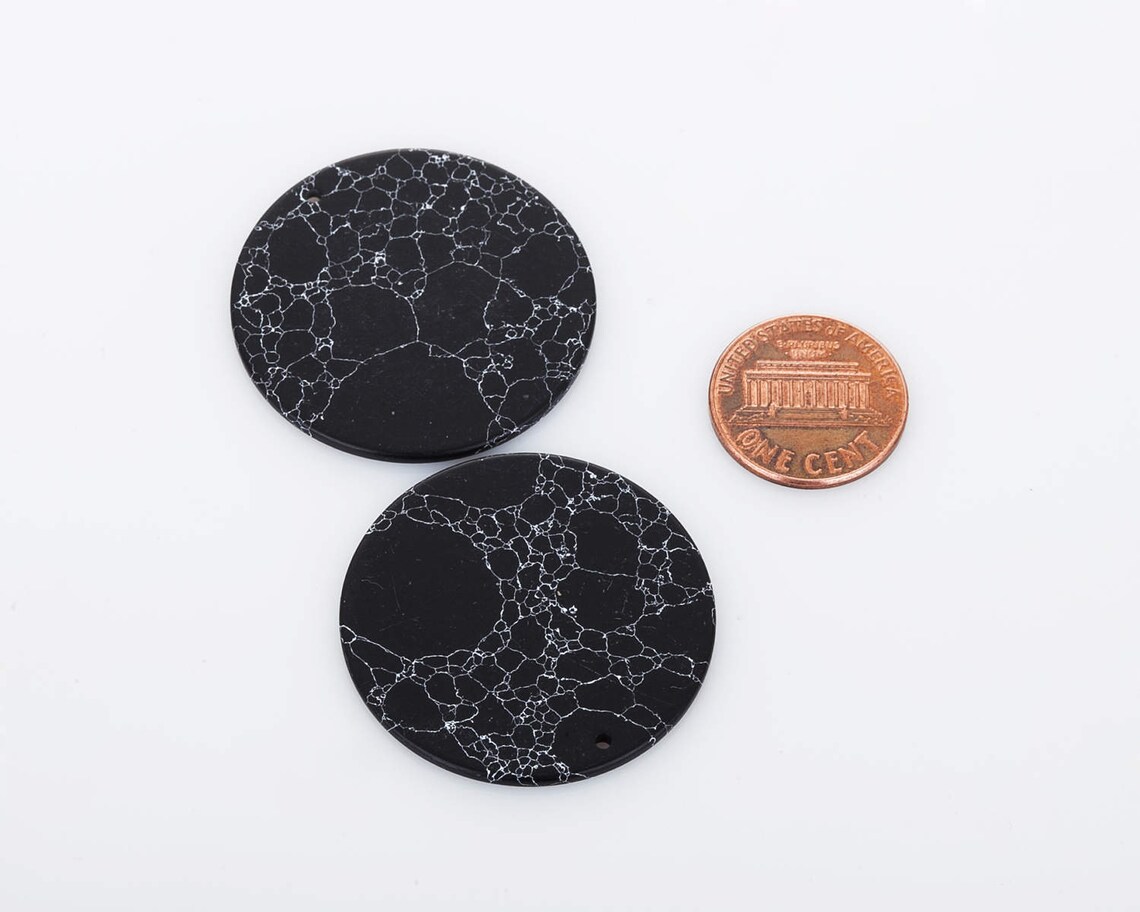 2PCS 35mm Black Marble Flat Round Disc Marble Flat Round | Etsy