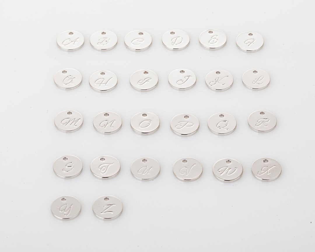 2PCS Alphabet Cursive Coin Initial, Letter, Brass Pendant, Making ...