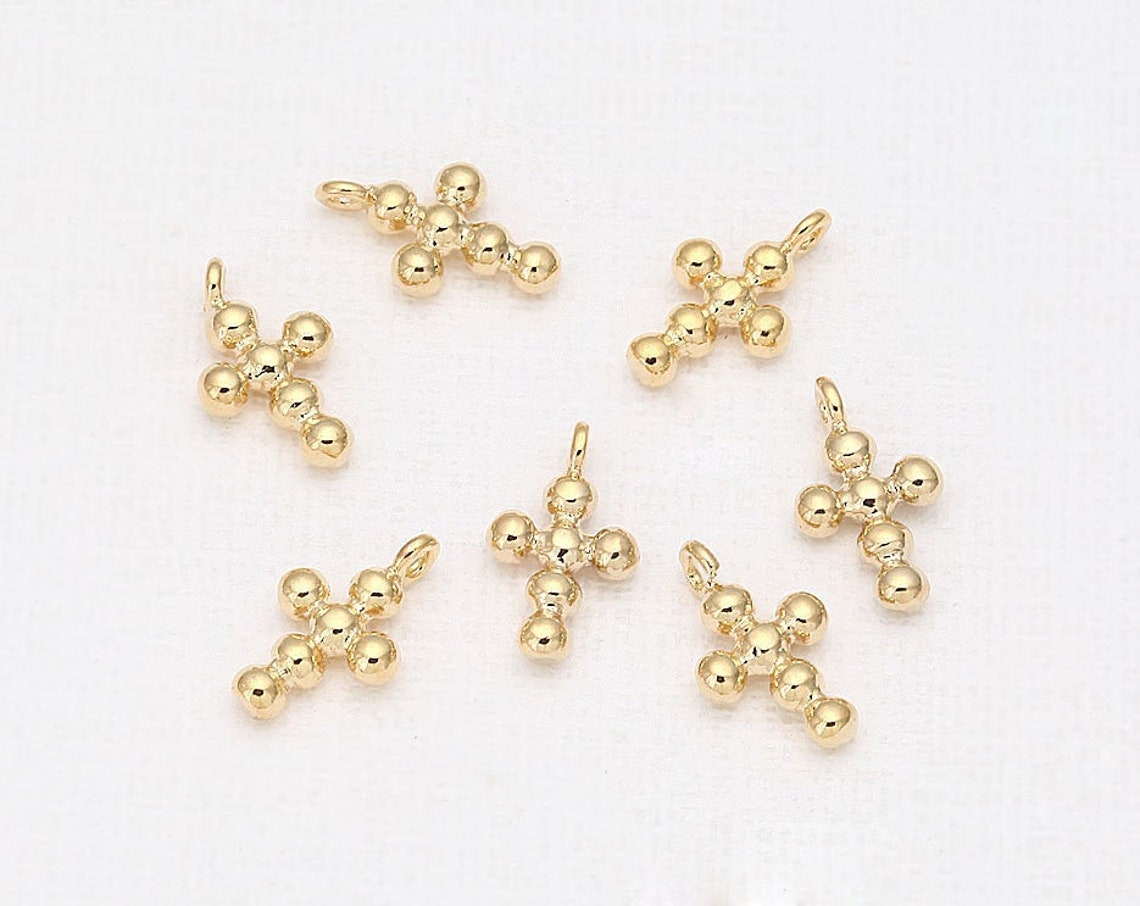 4PCS Bubble Cross Pendant 14K Polished Gold-plated | Etsy