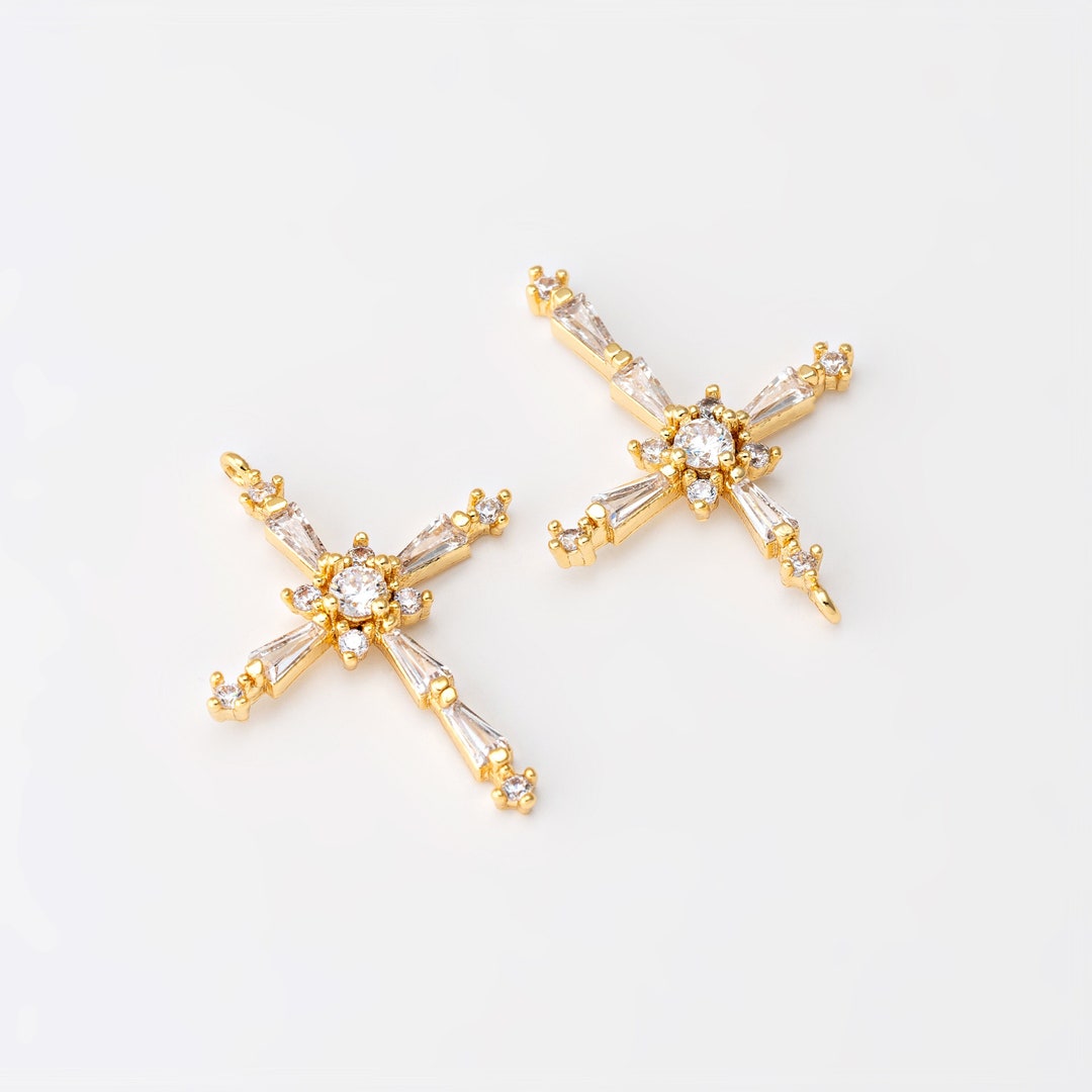 2PCS - Cubic Cross 20x27mm Pendant, Cross Pendant, CZ Cross Pendant ...