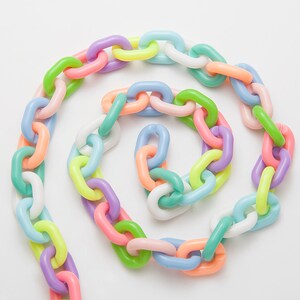90cm - Mixed Color Open Acrylic Chain, Random Mixed Colors, Jewelry ...