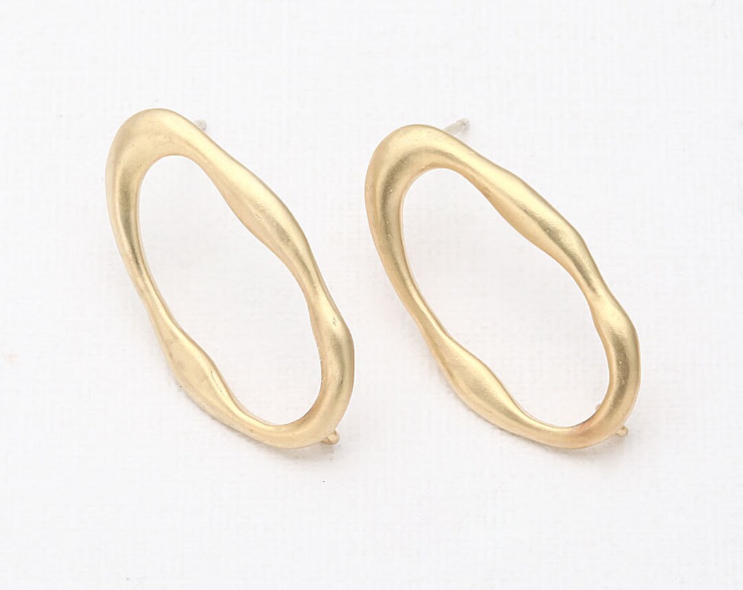 2PCS Bumpy Round Ring Post Earring, Stud Earrings, 925 Sterling Silver Stick, 14K Matte Gold ...