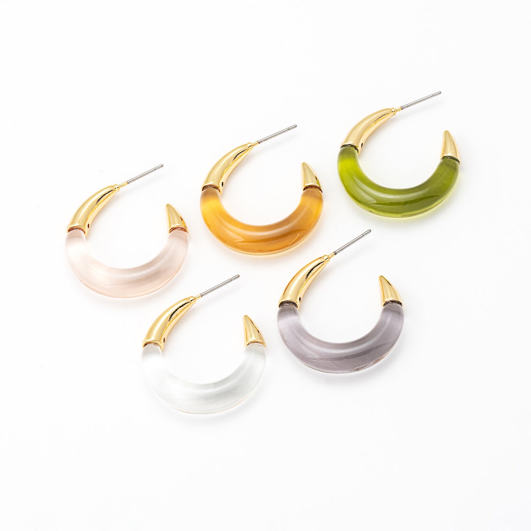 4PCS Bold Half-moon Resin Earrings, Resin Earring, Resin Acrylic Post ...