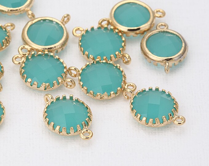 20% Dc-mint Round Glass Connector, Pendant Polished Gold plated 2 ...
