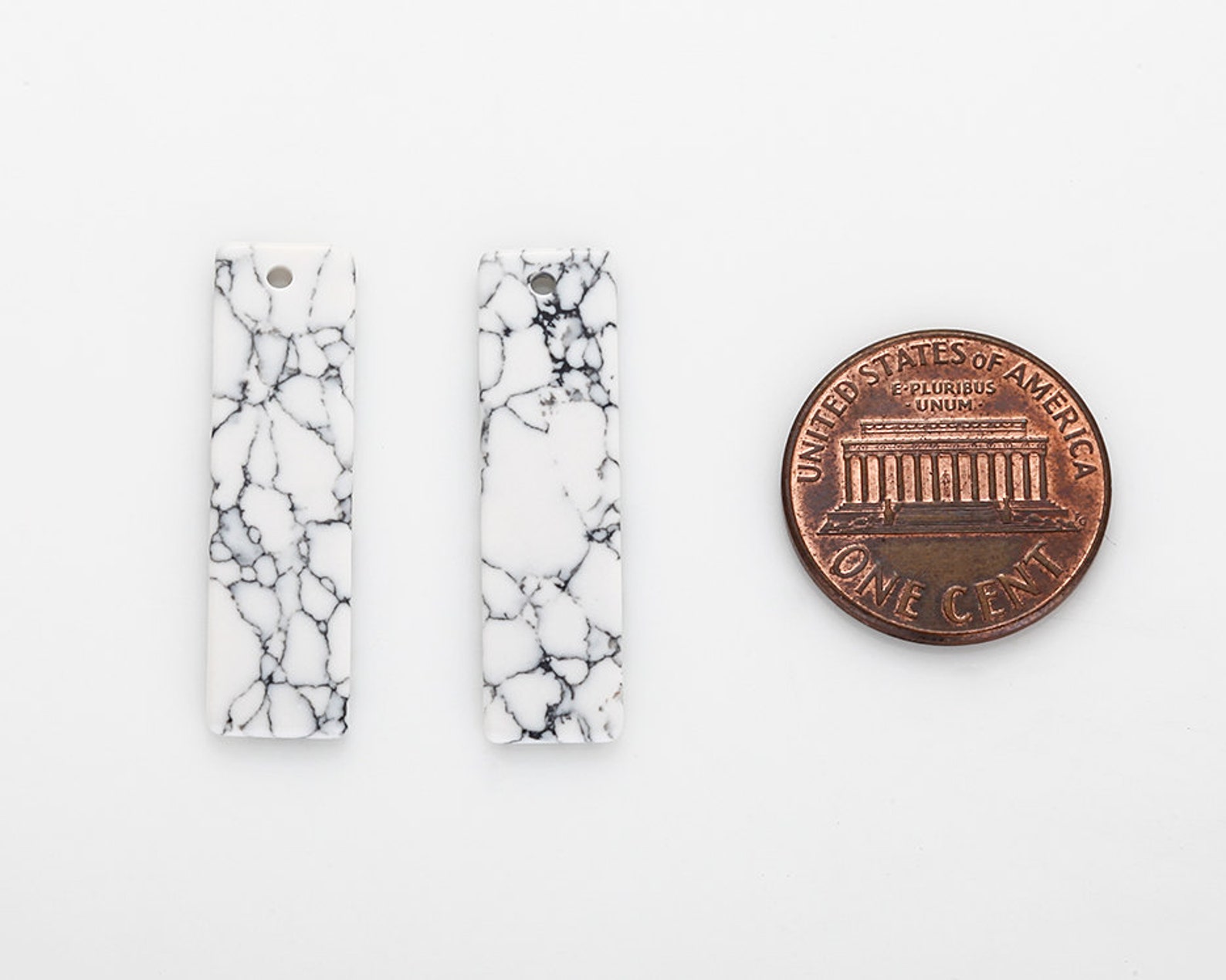 2PCS White Marble Rectangular Disc 8x30mm Marble - Etsy