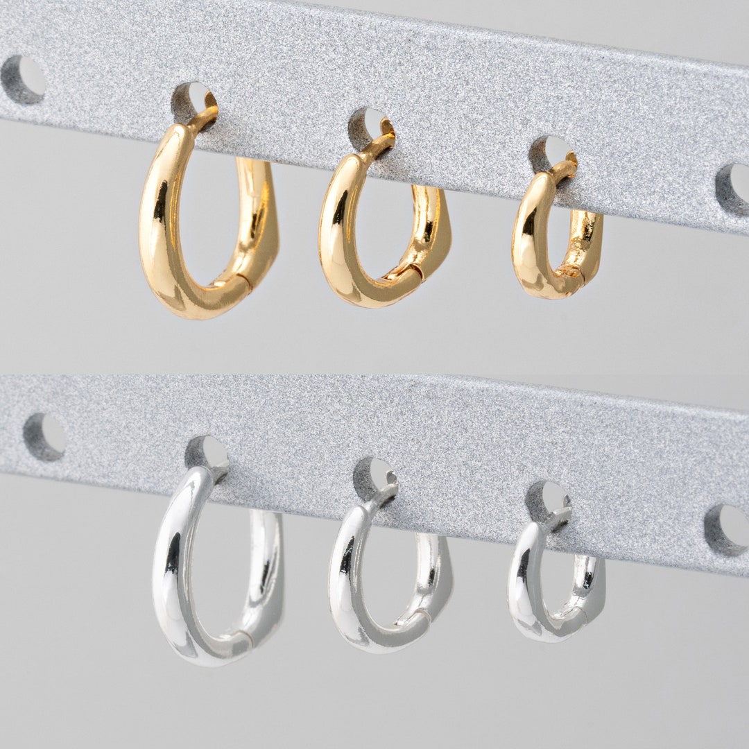 4PCS D Shape Huggie Hoop Earrings, Square Dangle Rectangle Earrings ...