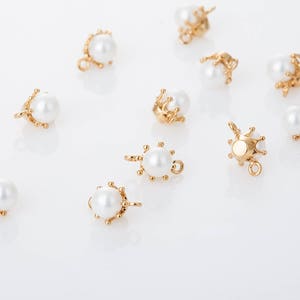 2PCS 5mm Avec Pearl Connector small, Crown Pearl Connector, Wedding ...